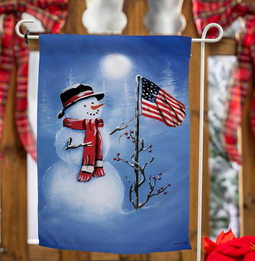 Patriotic Snowman Garden Flag - A Gathering Place