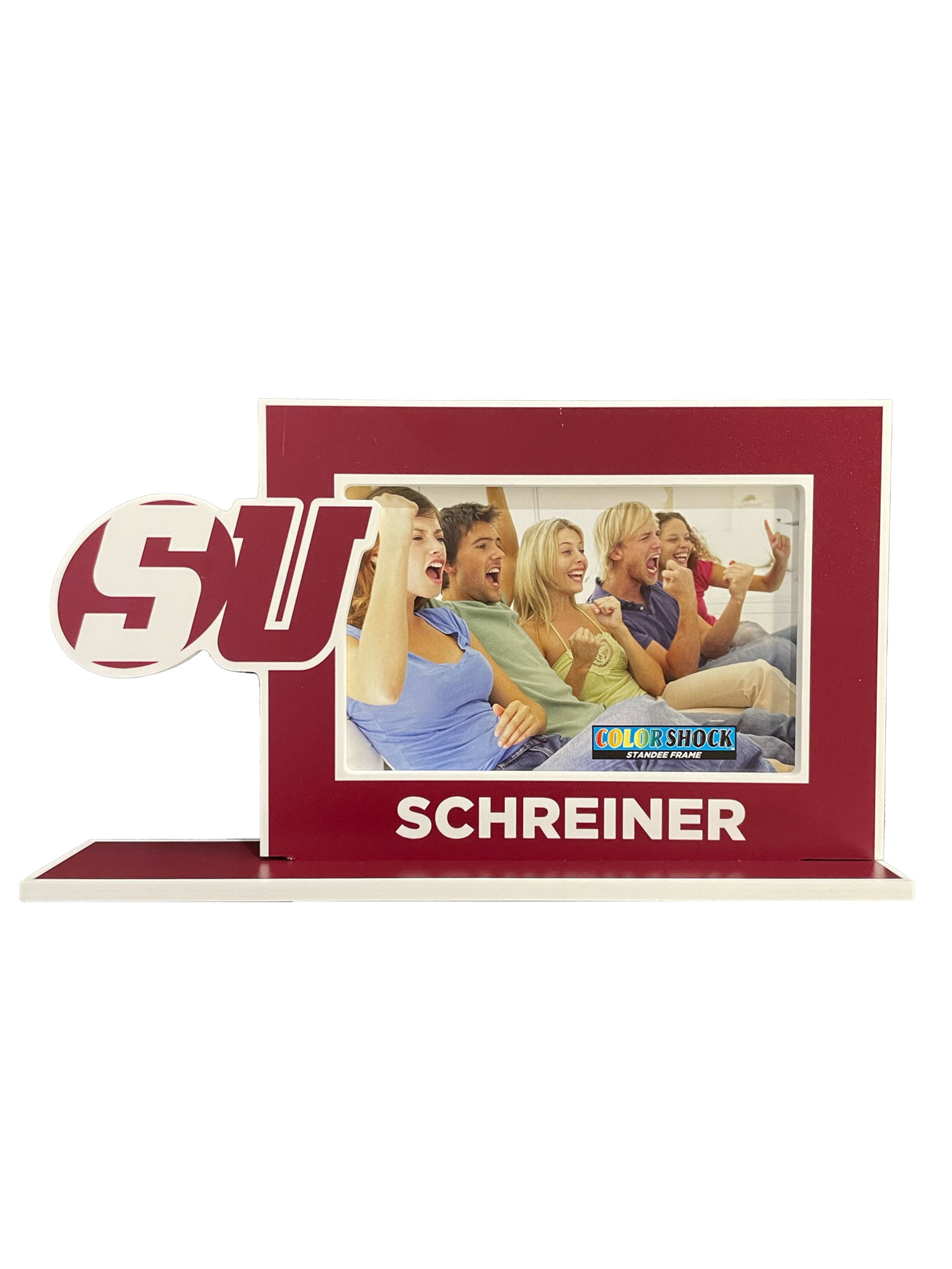 SU White Standee Frame Schreiner Outfitters Campus Retail Store