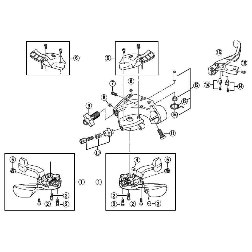 SHIMANO SHIMANO SHIMANO MTB SHIFTER EXPLODED VIEW SHIFTER - HIGHLANDS BIKES