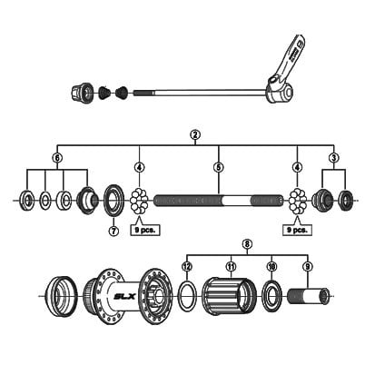 SHIMANO SHIMANO SLX FH-M665 (REAR) EXPLODED VIEWS FOR MTB HUB ...