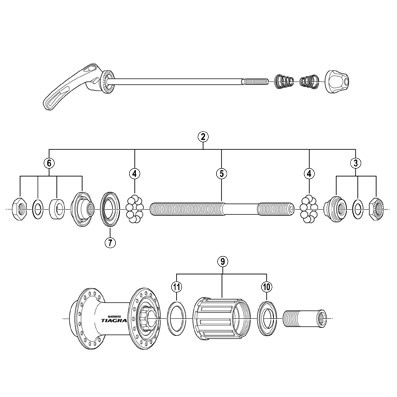 SHIMANO SHIMANO TIAGRA FH-4500 (REAR) EXPLODED VIEWS OF ROAD HUB ...