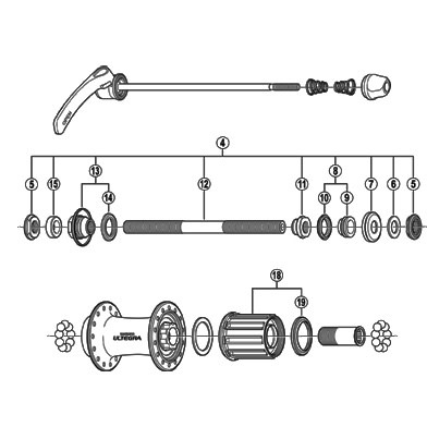 SHIMANO SHIMANO ULTEGRA FH-6600 (REAR) EXPLODED VIEWS OF ROAD HUB ...