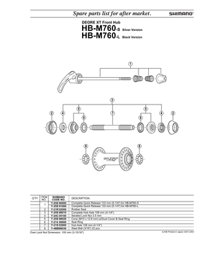 SHIMANO SHIMANO XT HB-M760 (FRONT) EXPLODED VIEWS FOR MTB HUB ...