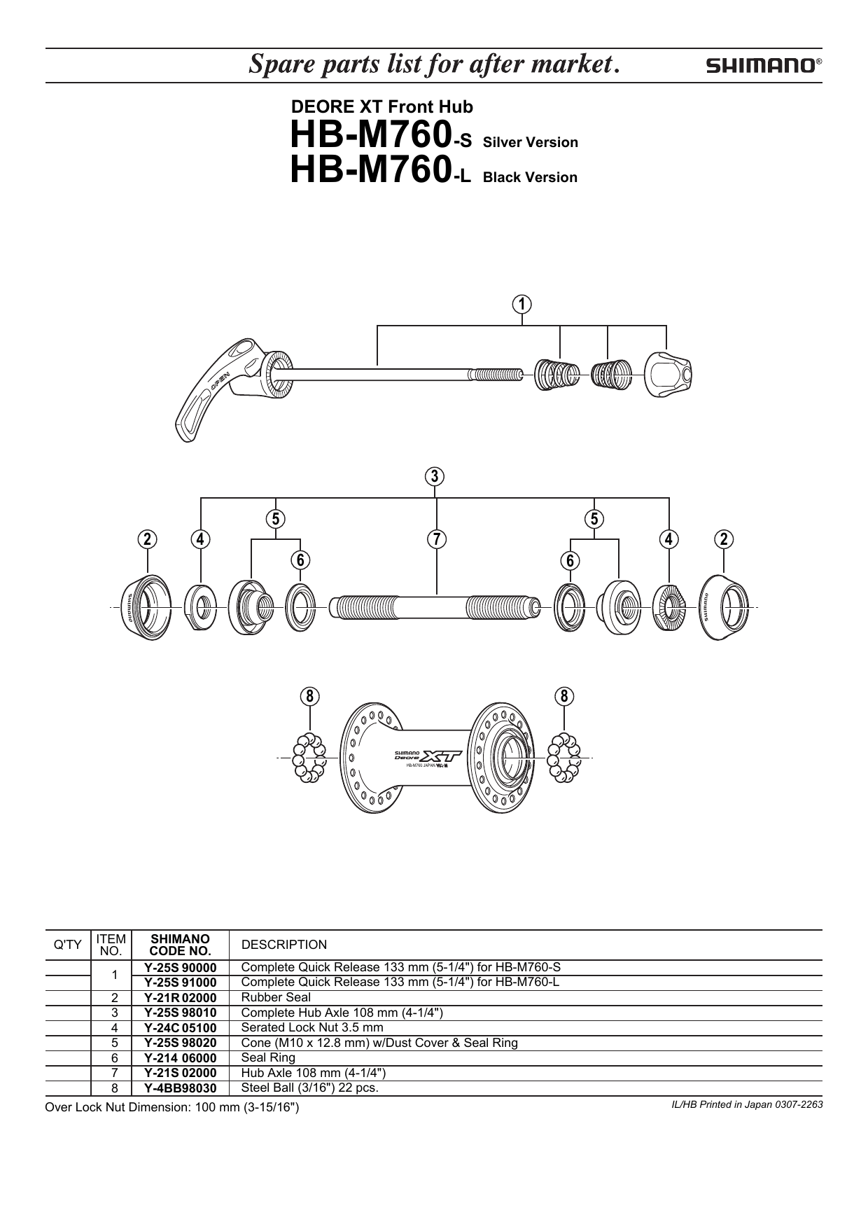 SHIMANO SHIMANO XT HB-M760 (FRONT) EXPLODED VIEWS FOR MTB HUB ...