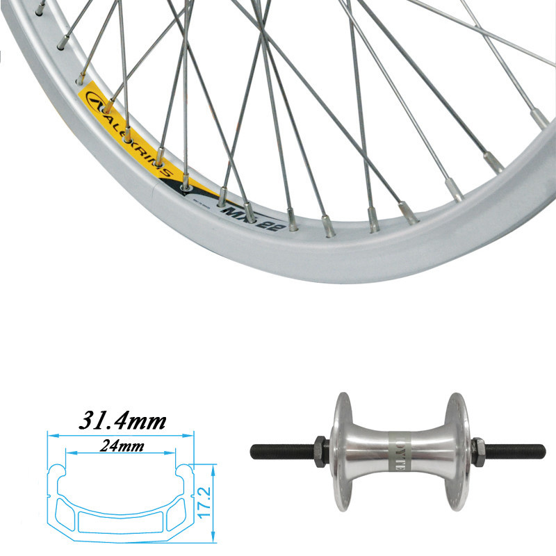 ALEXRIMS ALEXRIMS 20" MX-22 SILVER (3/8" AXLE)BMX WHEELS - HIGHLANDS BIKES