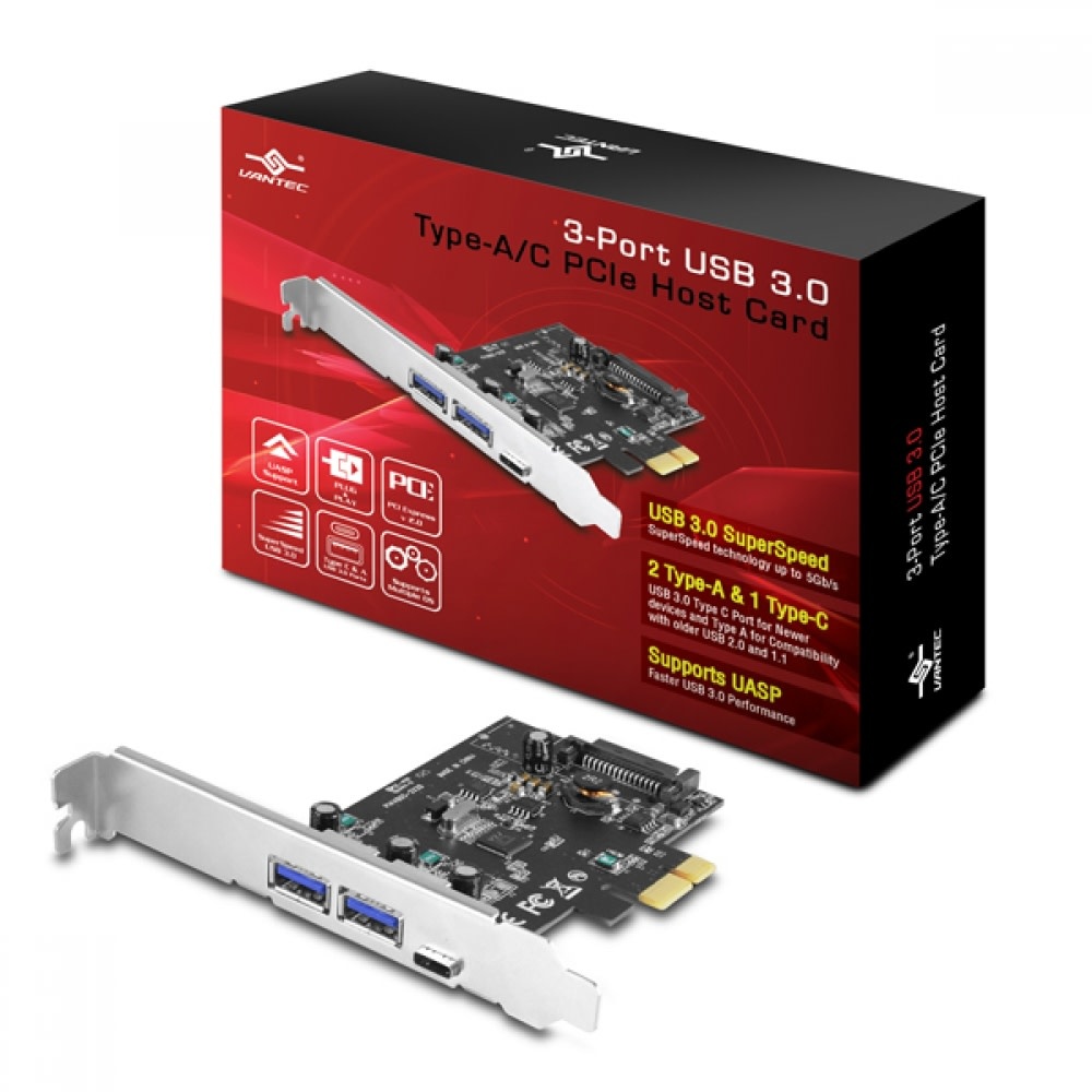 Vantec Vantec 3 Port USB3 Type A/C PCIe Host Card - CompuSoft & The ...