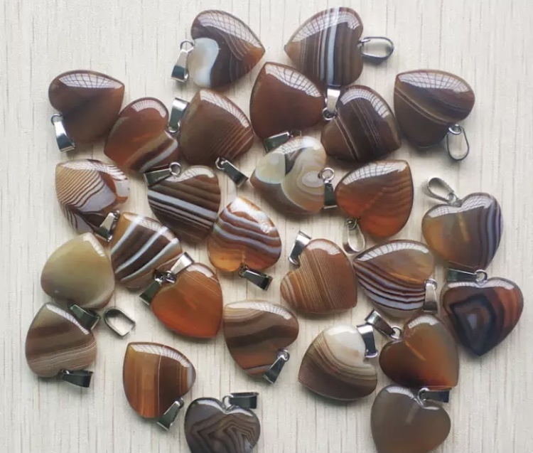 pendant coffee agate-20mm - La Vie et Compagnie