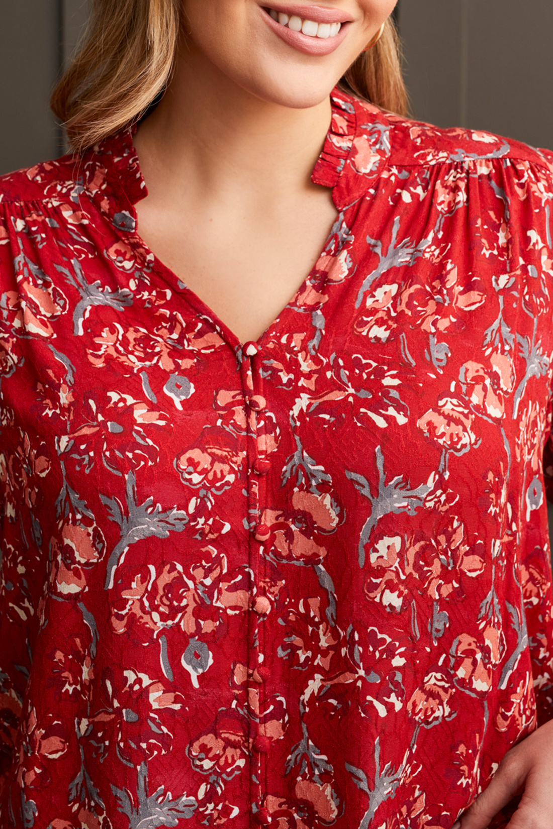 TRIBAL Jacquard Challis Button-Up Blouse | Dan Joyce Clothing - DJC ...