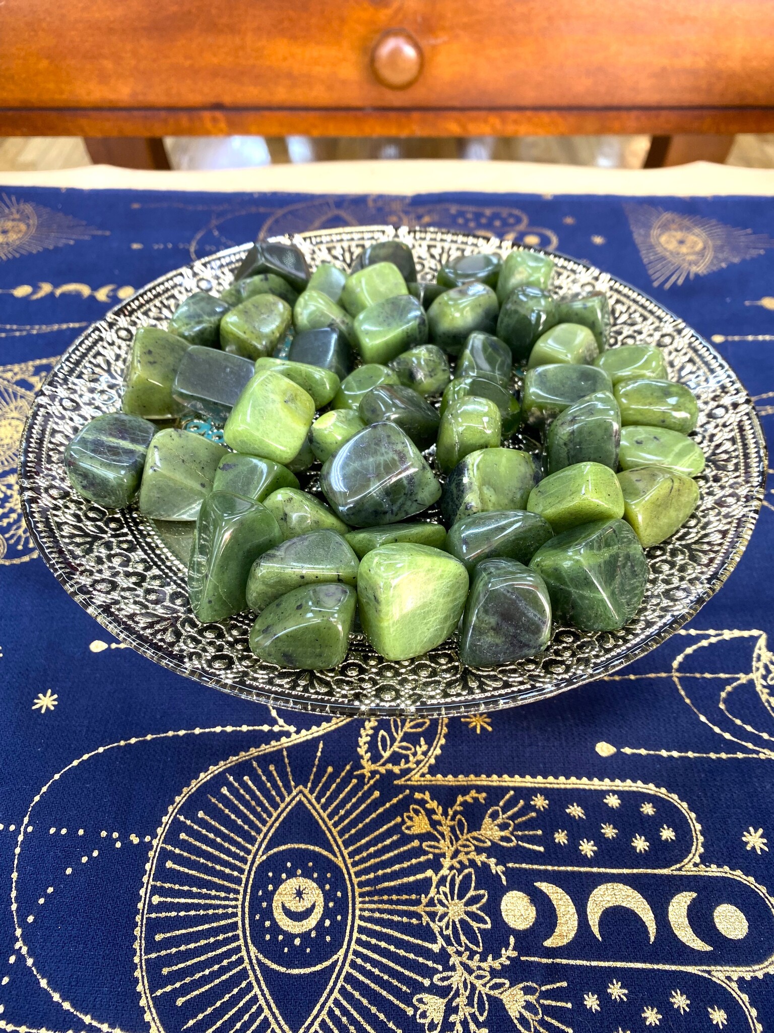 Serpentine tumbled stones - Botanica Persephone’s Pearl