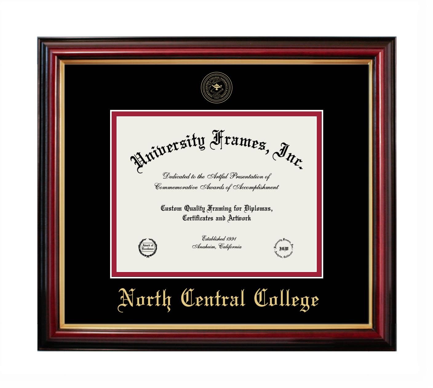 University Frames Petite Mahogany Diploma Frame - North Central College ...