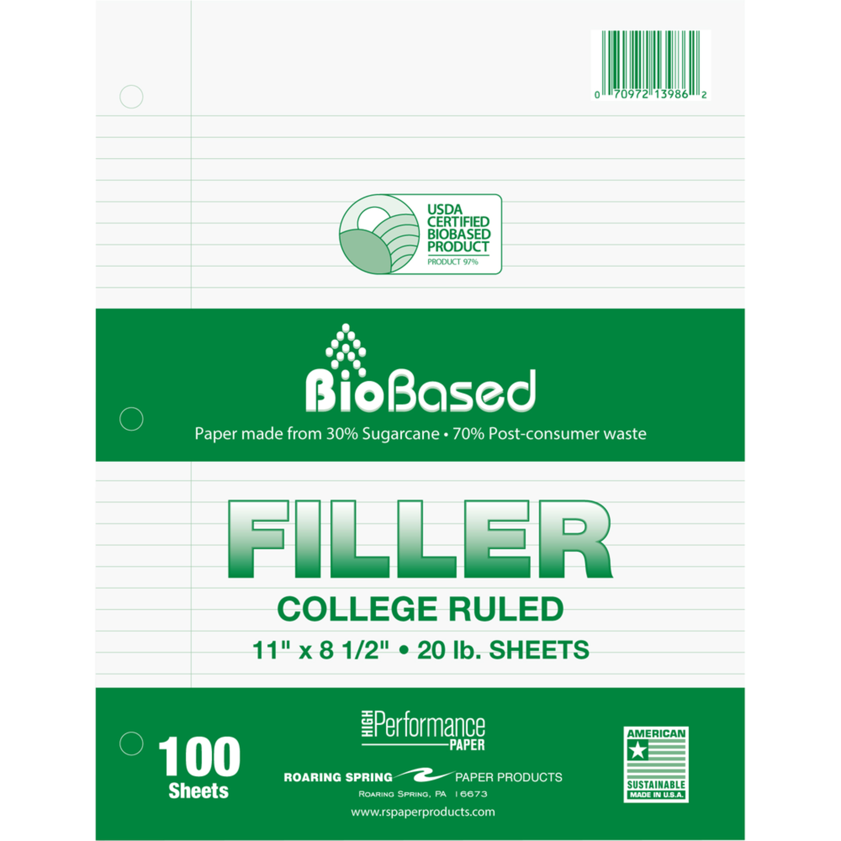 Bio Based College Rule Filler Paper 100 Sheets - North Central College ...