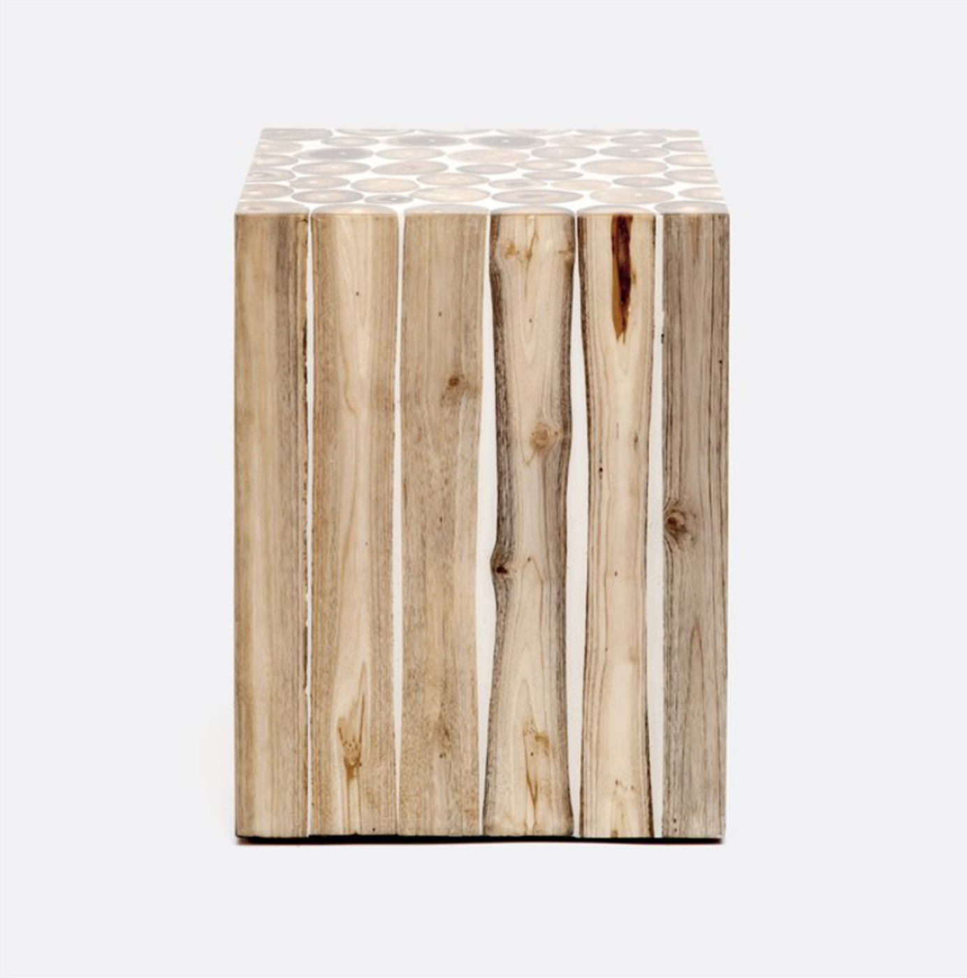 Natural Teak/White Resin Accent Table - Saltwater House