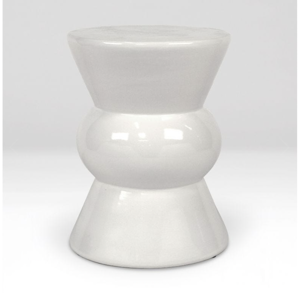 White Ceramic Stool - Saltwater House