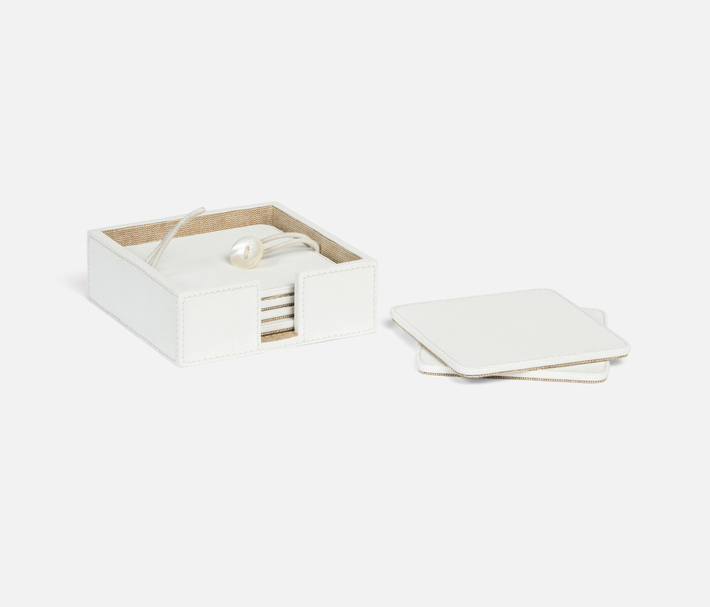 Box set of 6 Square Coasters - White - Saltwater House