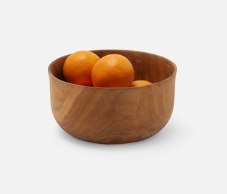 Large Natural Teak Round Serving Bowl - Saltwater House