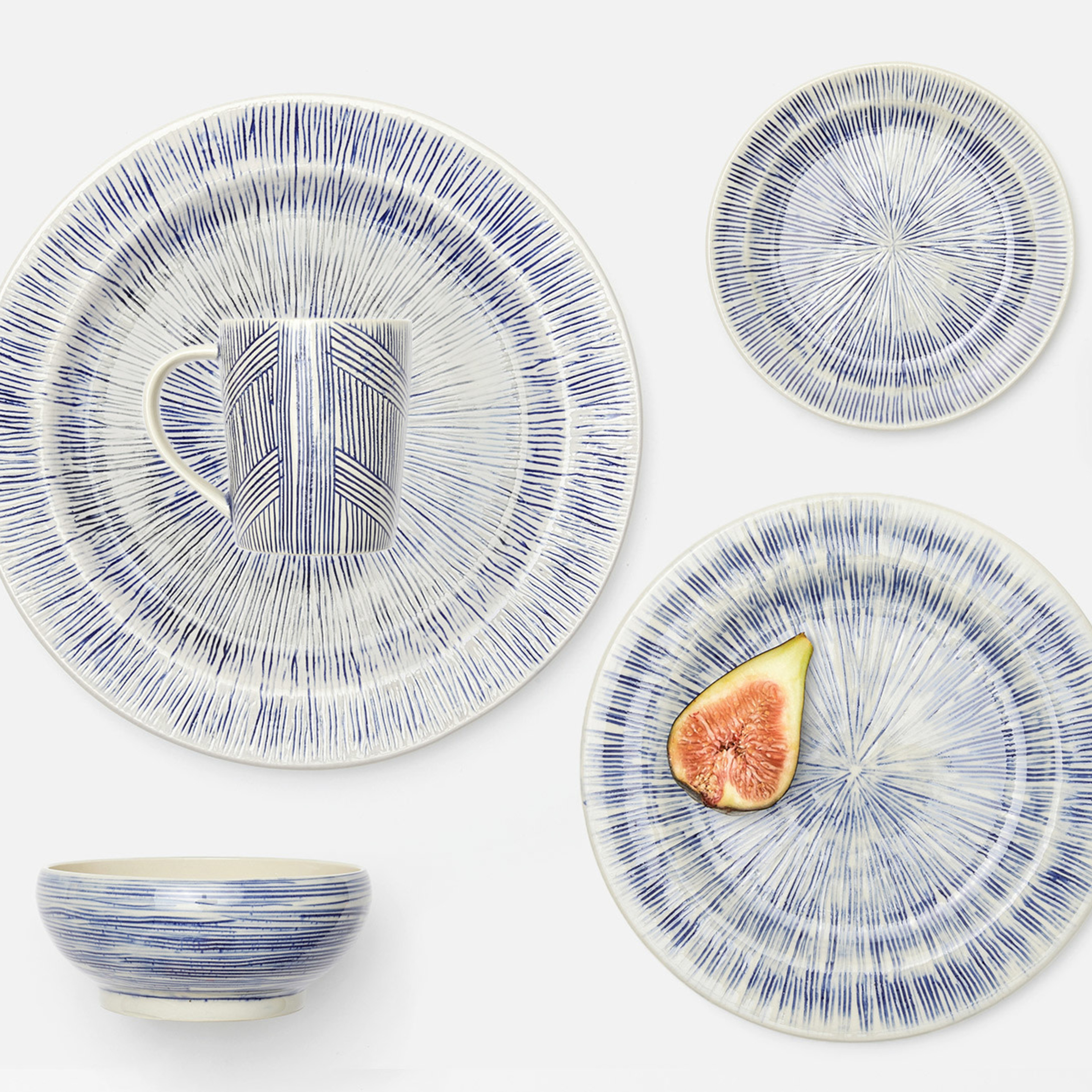 Hannah Gold Trim Dinnerware - Set of 4 - Saltwater House