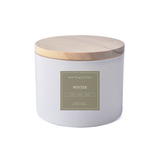 White Stone Candle Winter 3 Wick - Saltwater House