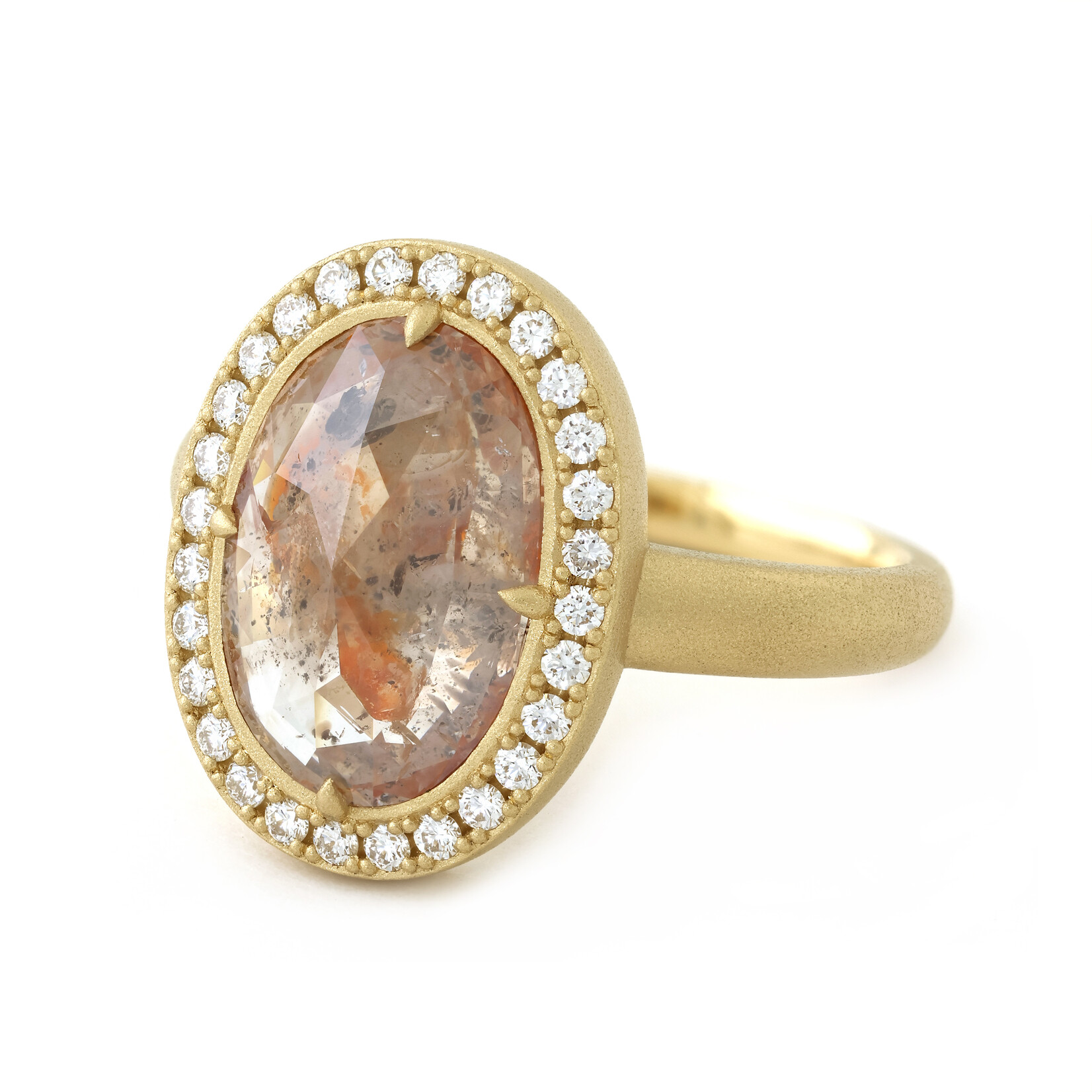 Alexis Ring with 4.18ct Rose Cut Peachy Diamond in 18K Yellow Gold ...