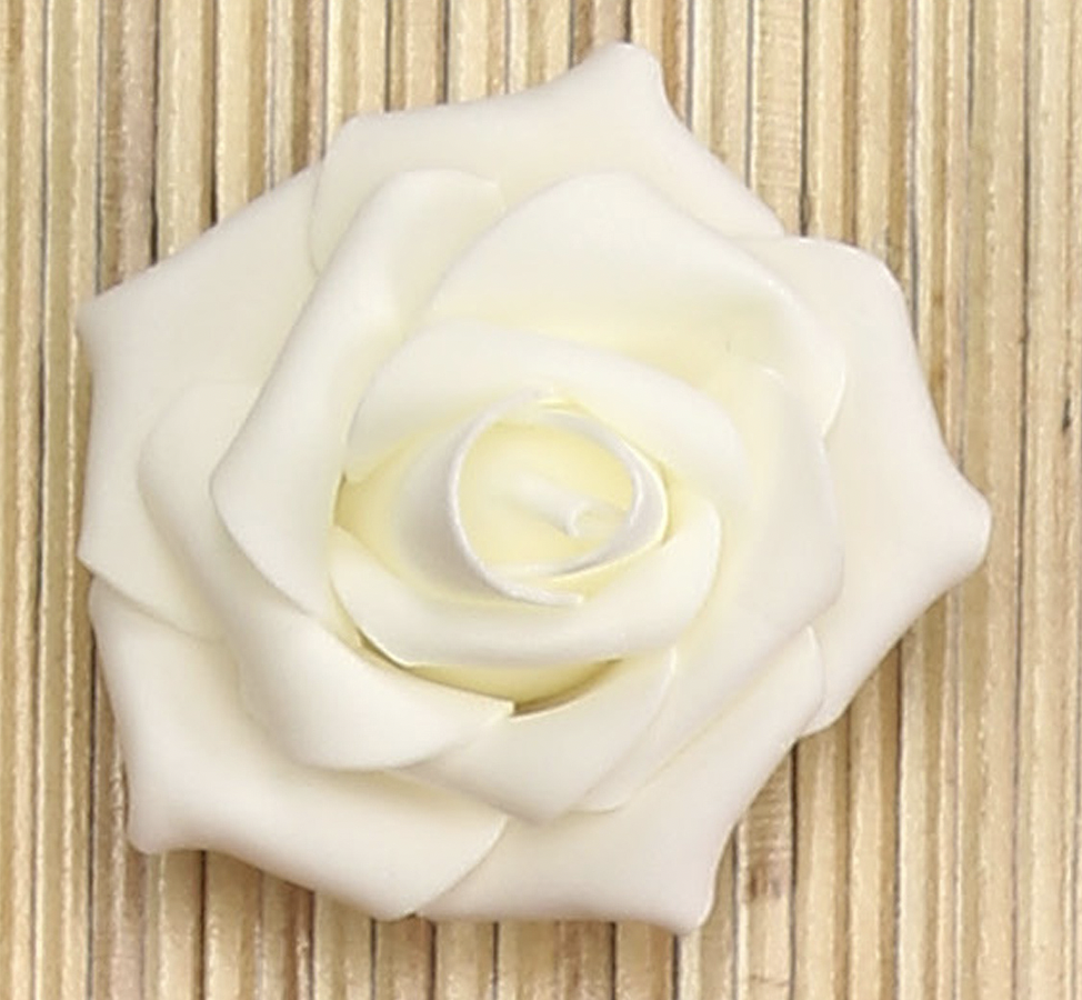 2.5" IVORY FOAM SINGLE ROSE, 1 DZ BAG - QUALITY WHOLESALE