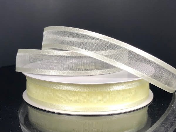 SHEER CHIFFON RIBBON SATIN EDGE 5/8"" x 25 YD EGGSHELL - QUALITY WHOLESALE