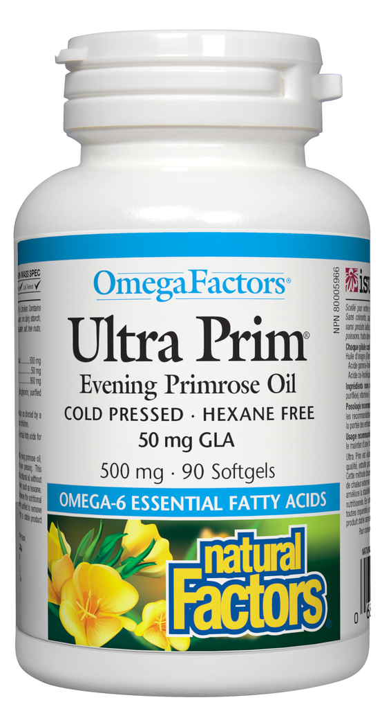 Natural Factors OmegaFactors Ultra Prim Evening Primrose Oil 500mg 90 ...