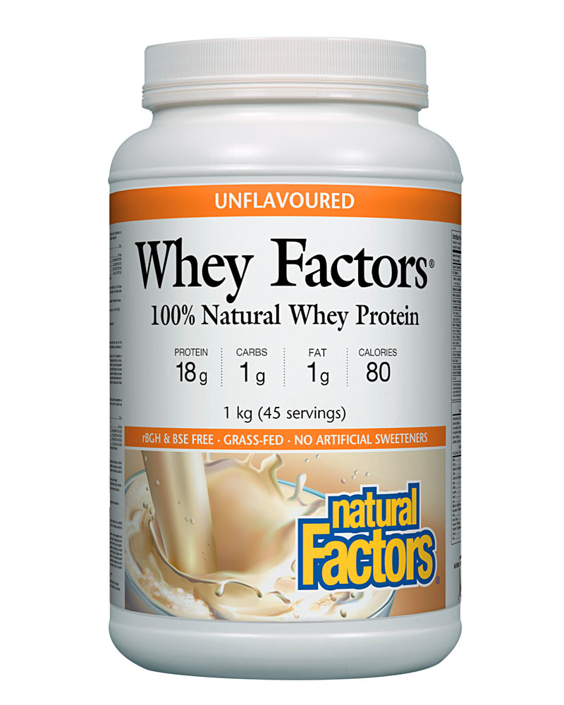 Natural Factors Whey Factors 100% Natural Whey Protein, Unflavoured 1kg ...