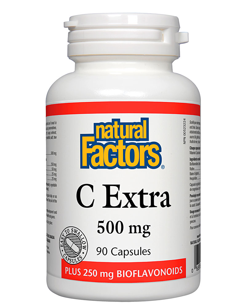 Natural Factors C Extra 500mg Plus 250mg Bioflavonoids 90 caps ...