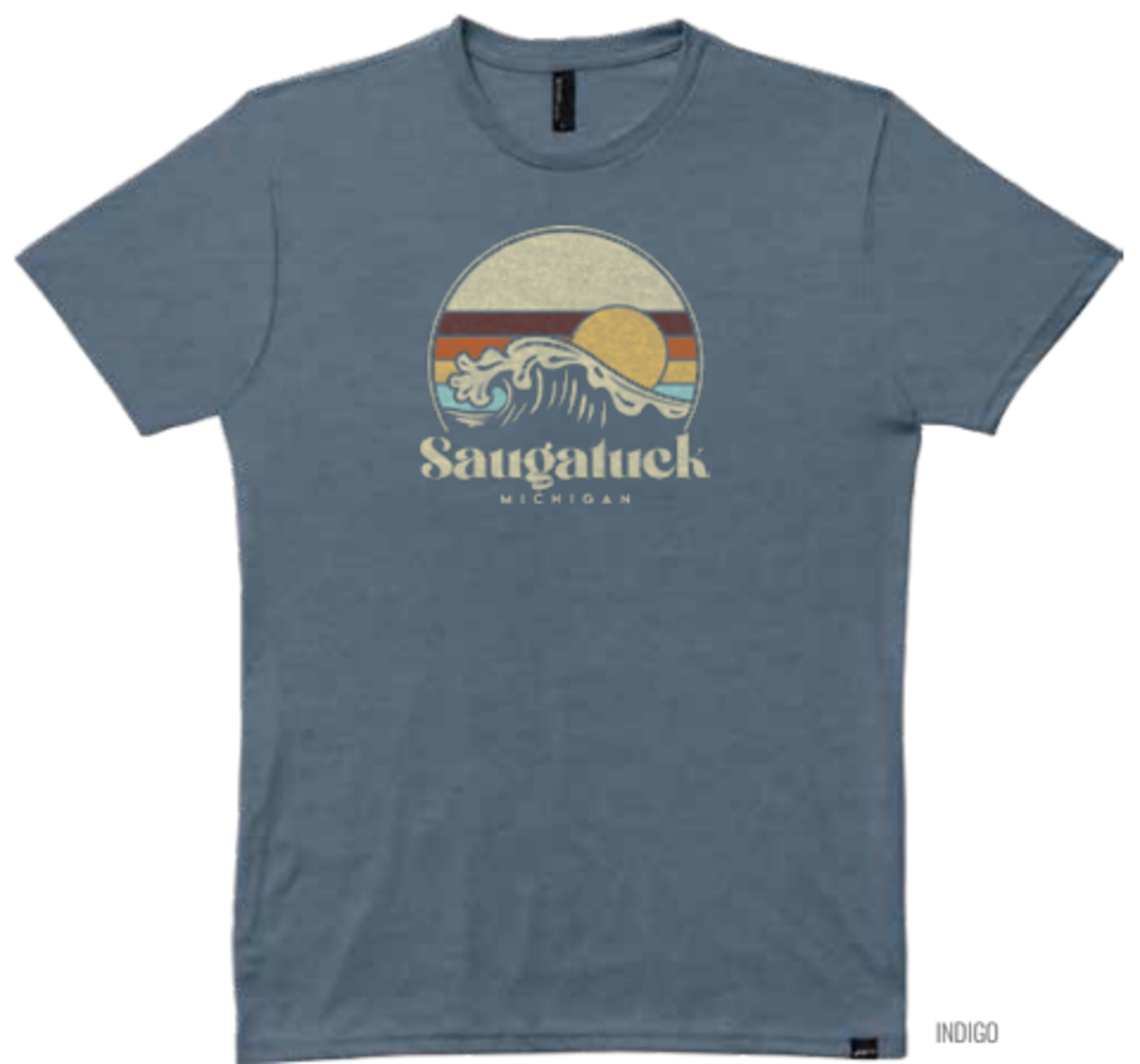 Techstyles M's Saugatuck MI Waves & Sunset Tee - Landsharks Outfitters