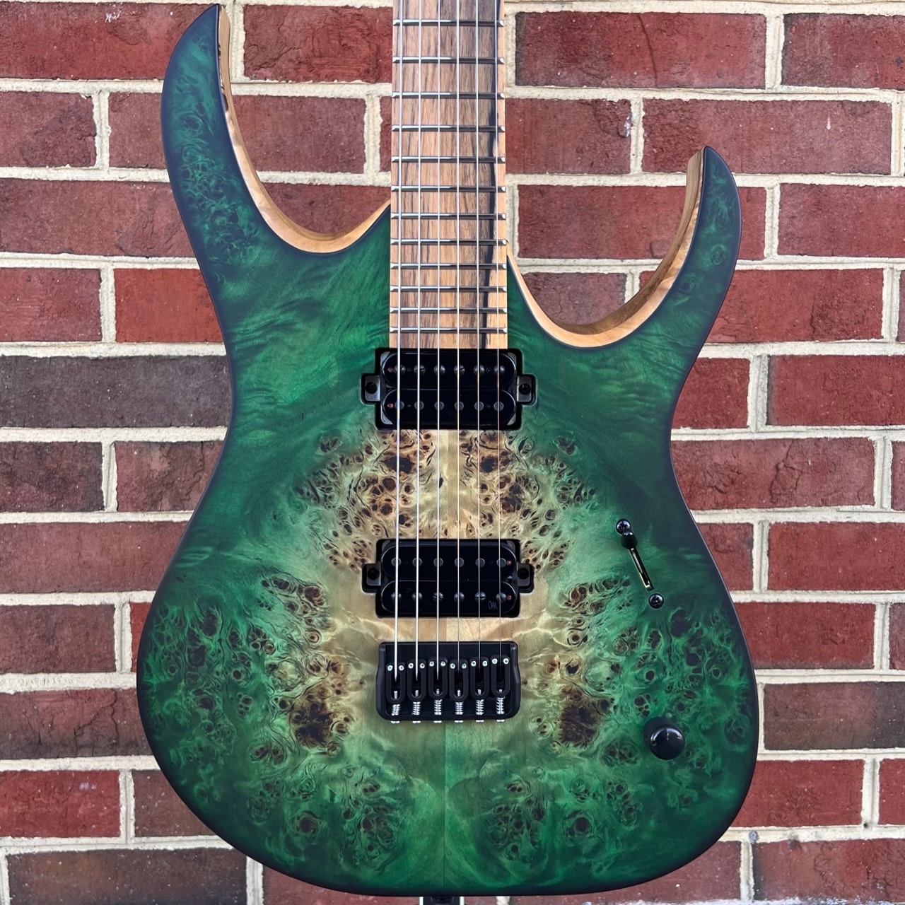 Mayones Duvell Elite 6, Natural Fade Green Burst Out Satin, 4A Eye ...