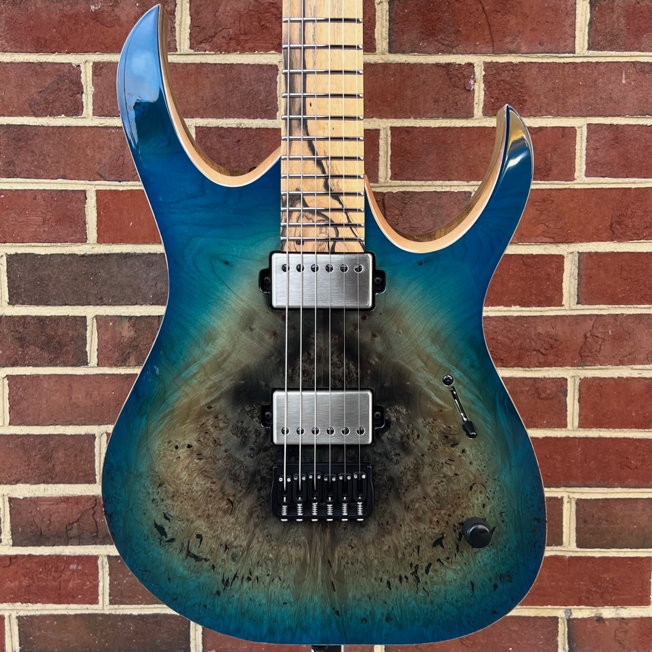 Mayones Duvell Elite 6, Supernova Blue Gloss Top, 3A Maple Burl Top ...