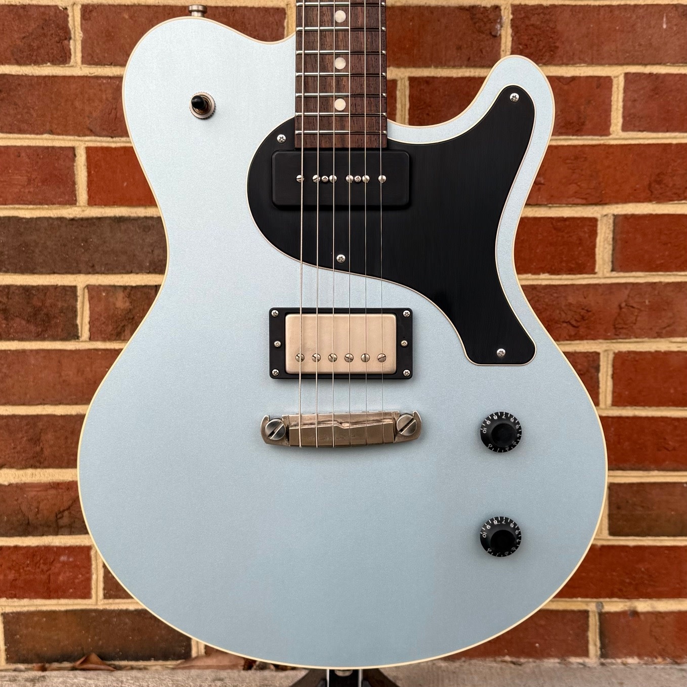 Nik Huber Guitars Krautster III, Worn Ice Blue, Mahogany Body, Curly ...