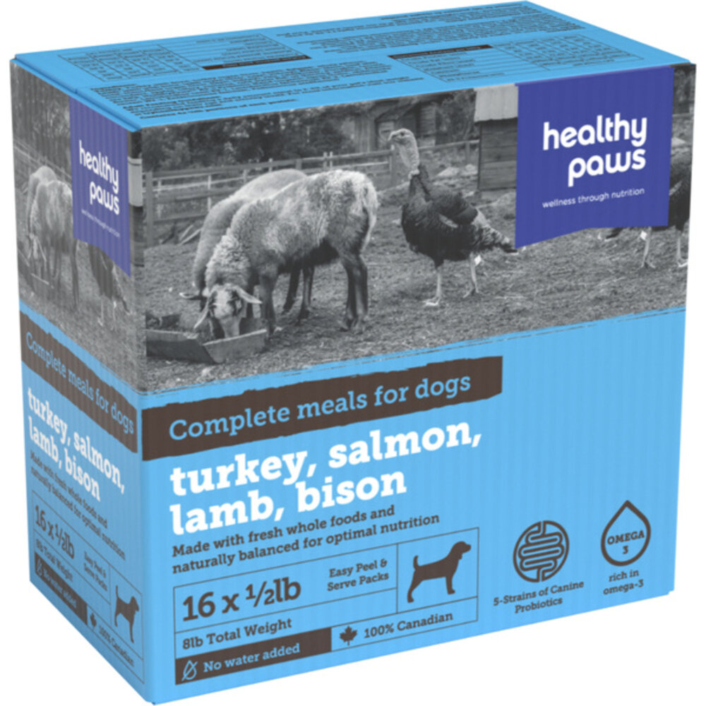 Healthy Paws Complete Dinner Turk/Lamb/Sal/Bison 8lb - Woofy's by Paw ...