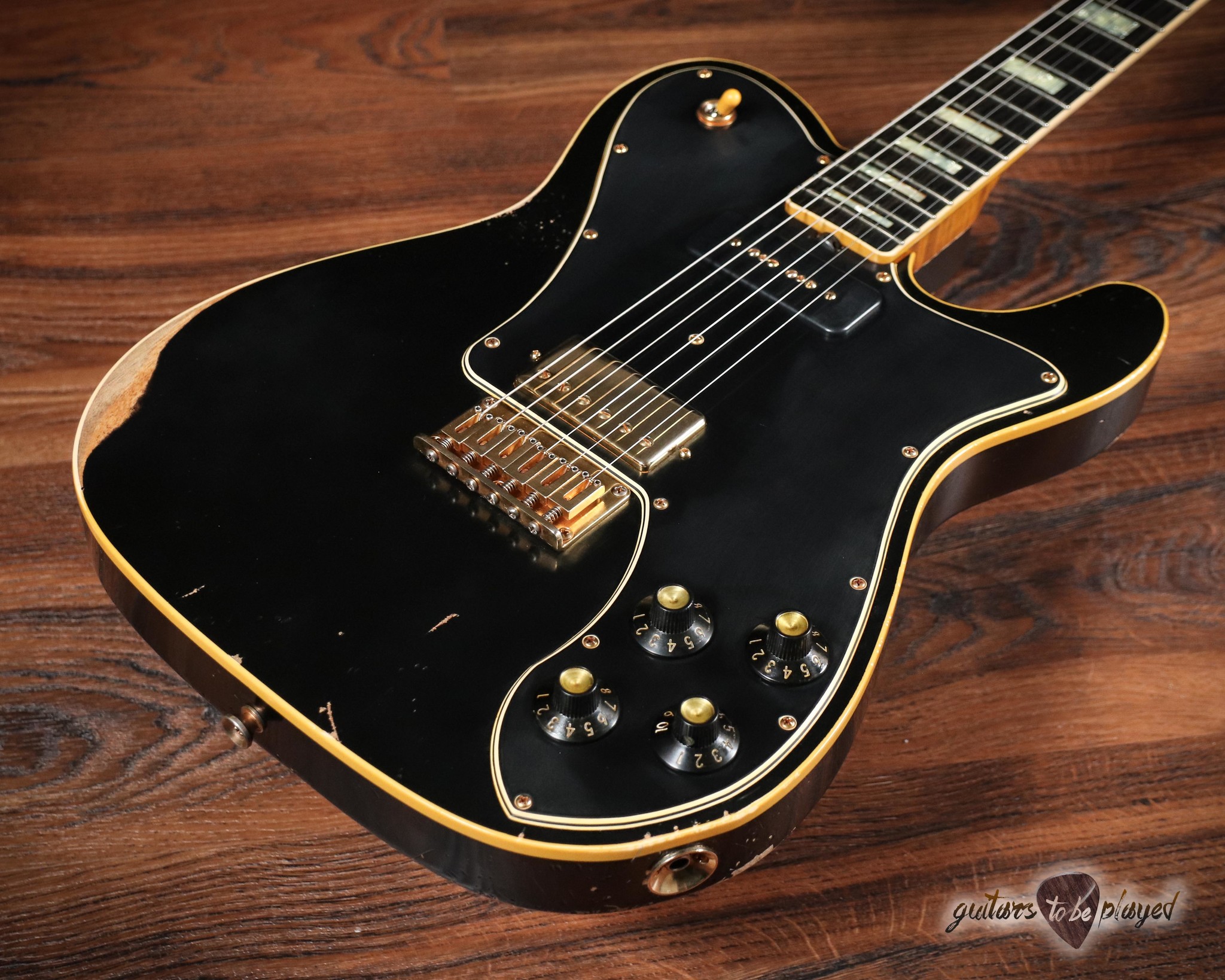 Shabat Lion Deluxe Mahogany Guitar w/ Lollar P-90 & Imperial - Black ...