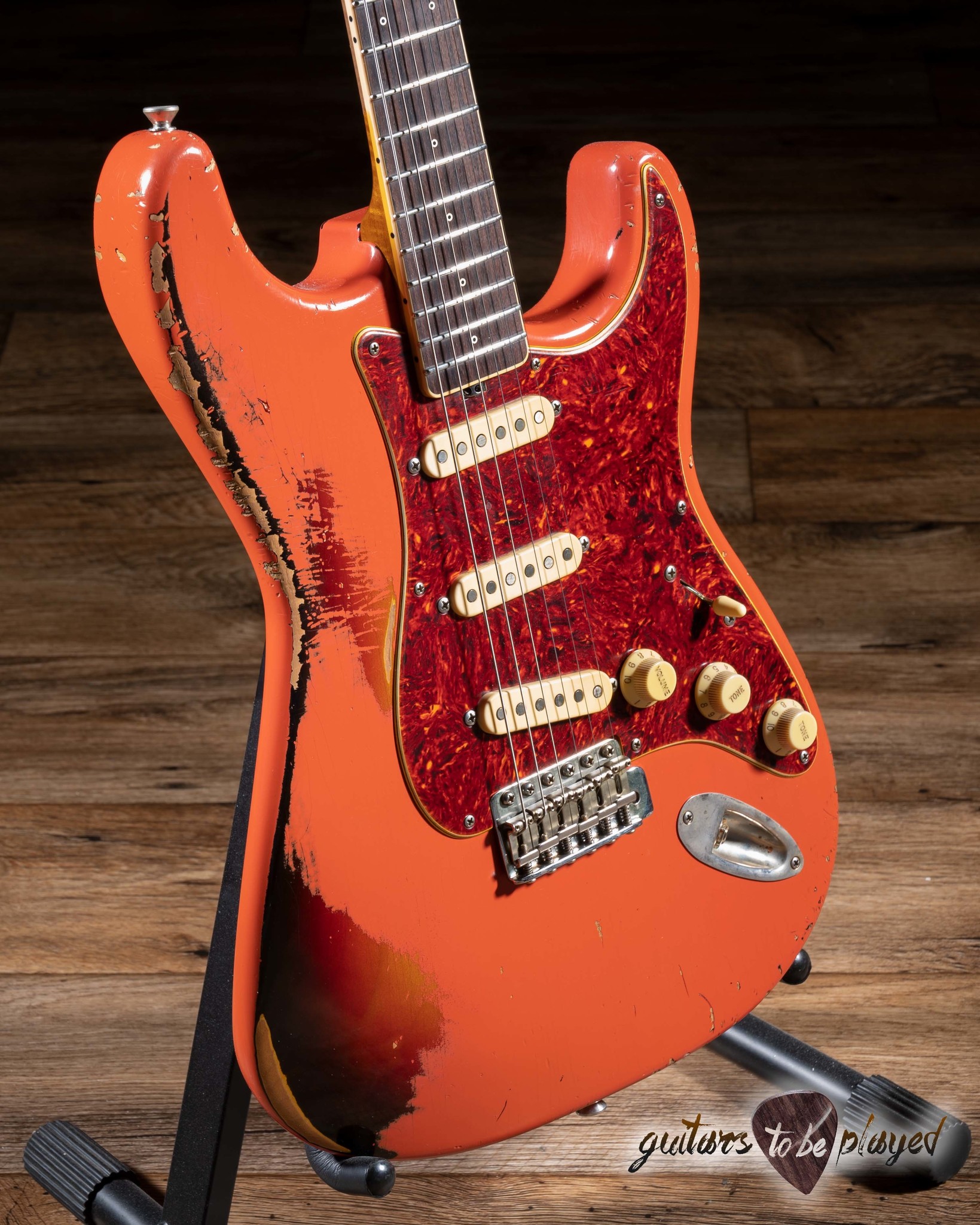 Shabat Lynx Alder S-Style w/ Flame Roasted Maple –Fiesta Red Over 3TSB ...