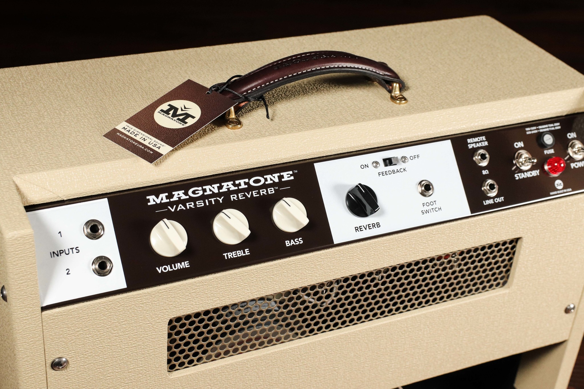 Magnatone Varsity Reverb 15W 1x12” Combo Amp – Blonde w/ Oxblood ...