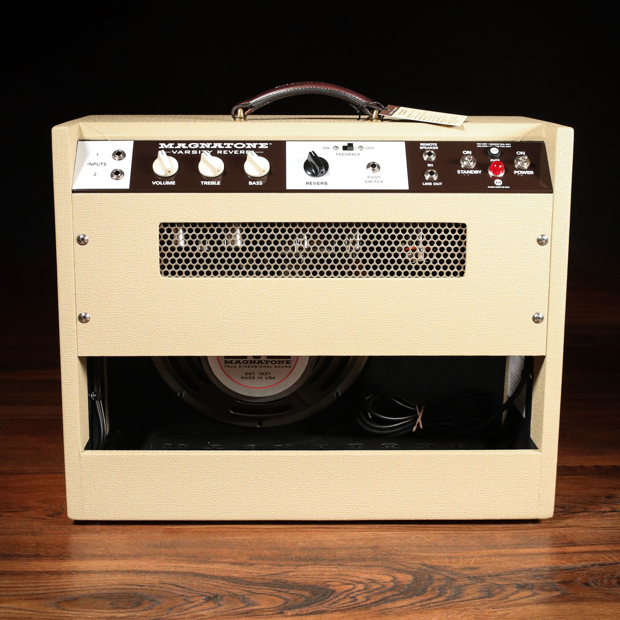 Magnatone Varsity Reverb 15W 1x12” Combo Amp – Blonde w/ Oxblood ...