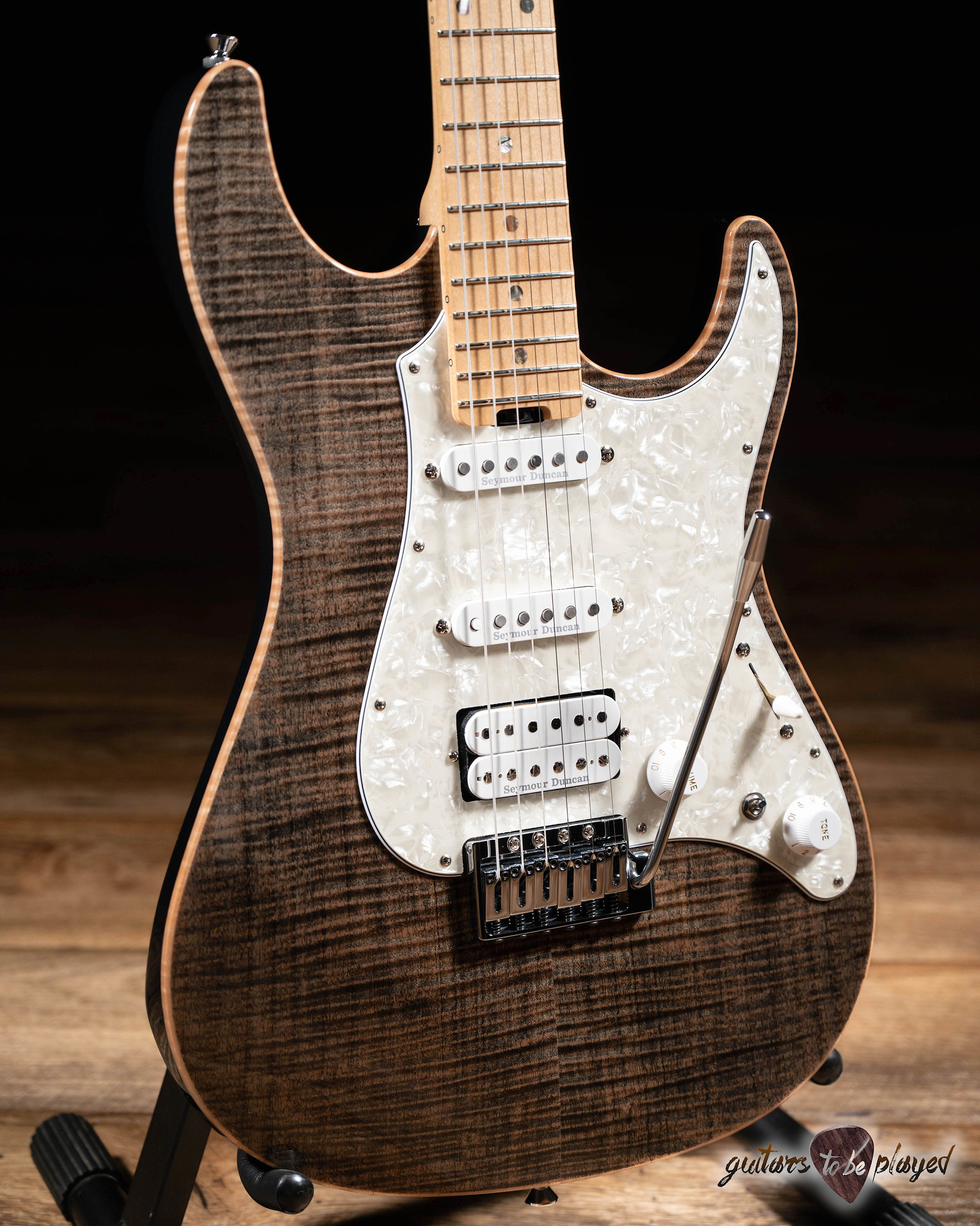 ESP Original Snapper CTM Flamed Top Maple Neck Guitar – See Thru Black ...