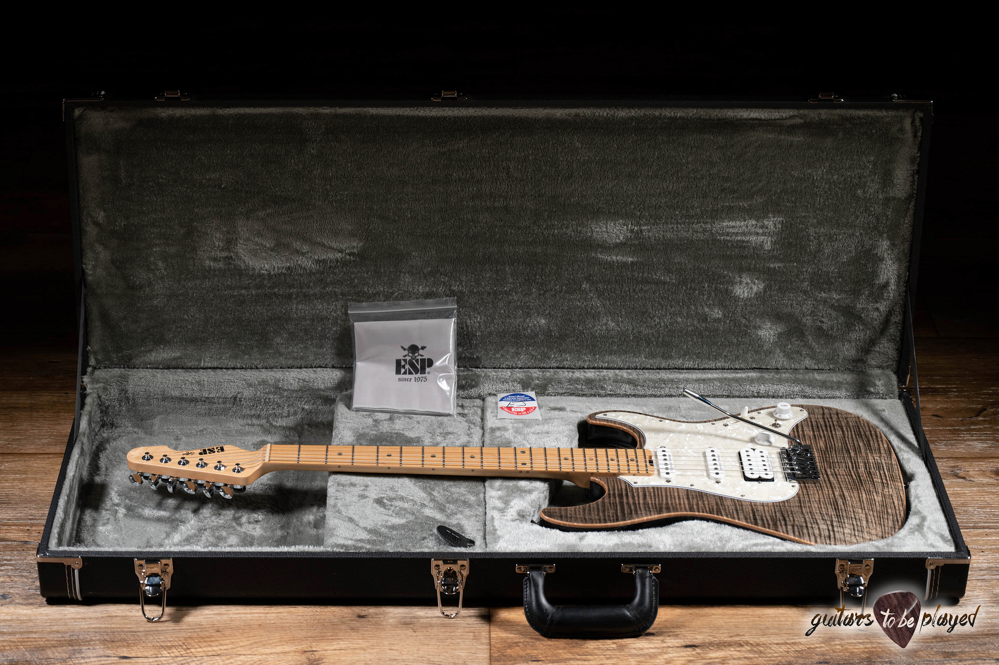 ESP Original Snapper CTM Flamed Top Maple Neck Guitar – See Thru Black ...