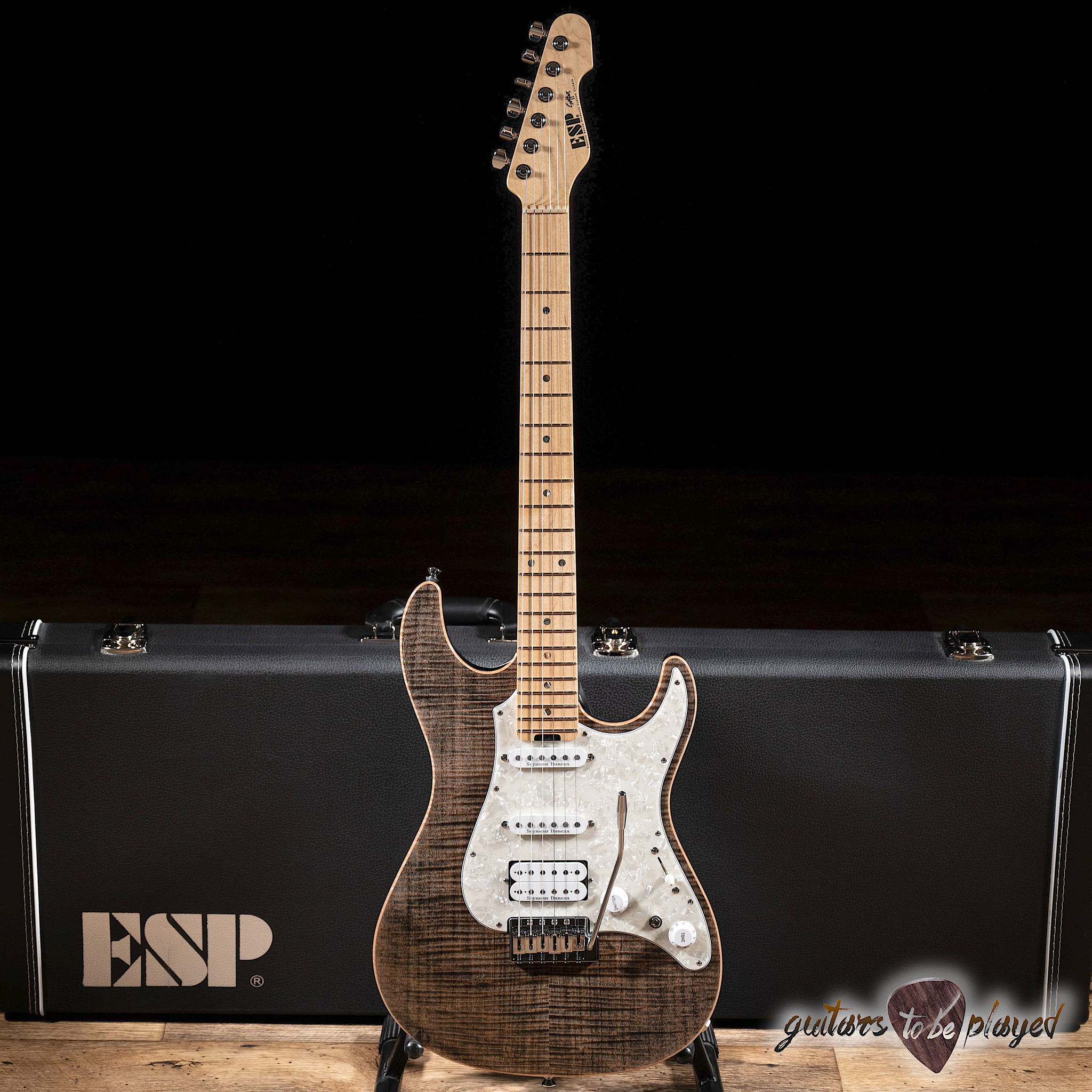 ESP Original Snapper CTM Flamed Top Maple Neck Guitar – See Thru Black - Guitars To Be Played