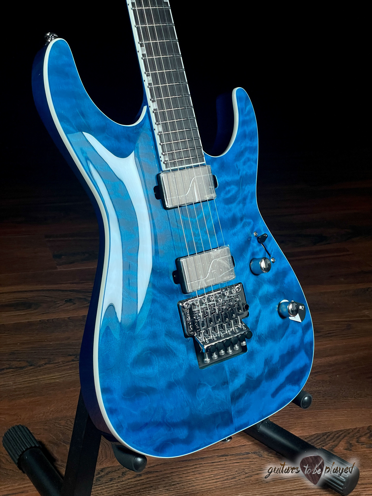 ESP LTD MH-1000 QM Fishman Fluence Floyd Rose Guitar – Black Ocean ...