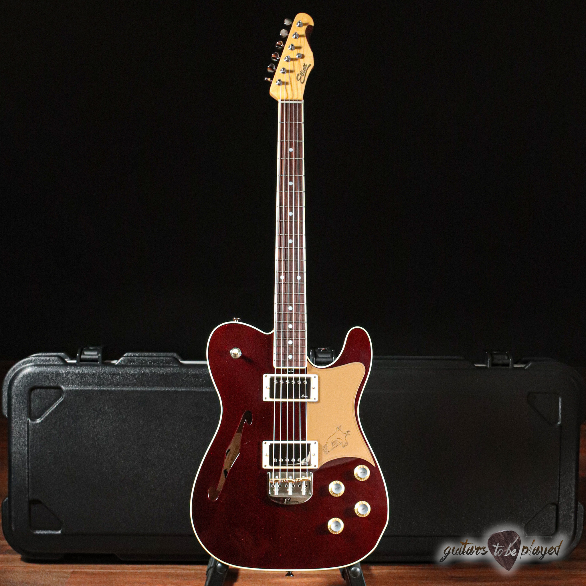 Elliott Raven Standard Spruce Top Semi-Hollow Guitar –Ruby Red Slipper ...