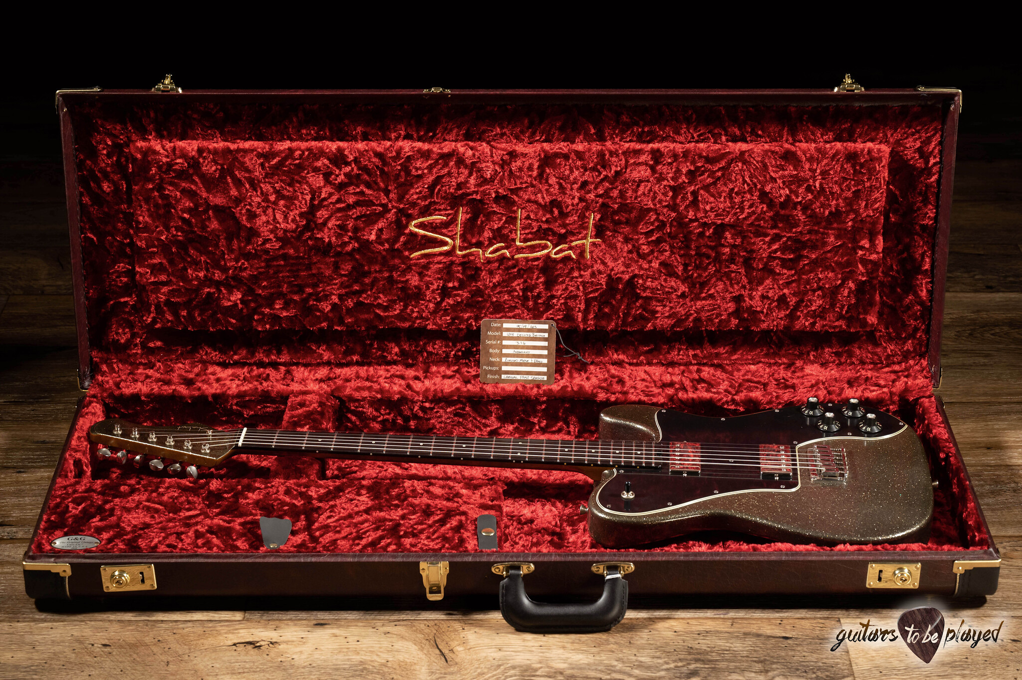 Shabat Lion Deluxe Mahogany Baritone Guitar – Charcoal Frost Sparkle ...