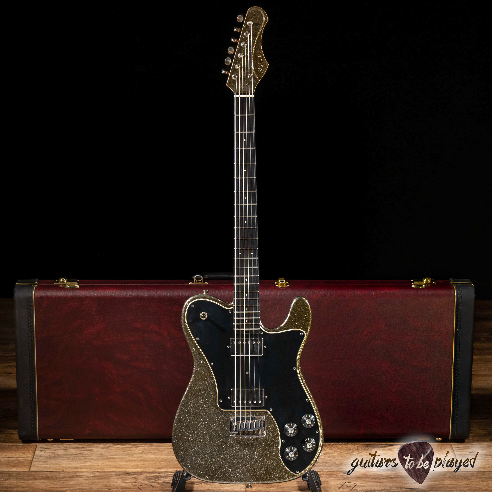 Shabat Lion Deluxe Mahogany Baritone Guitar – Charcoal Frost Sparkle ...