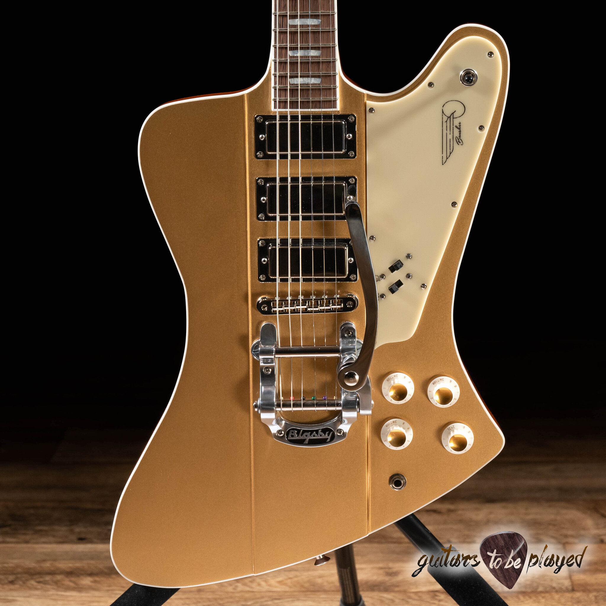 Kauer Banshee Mahogany Guitar w/ 3x Lollar Firebirds & Bigsby–Gold Top ...