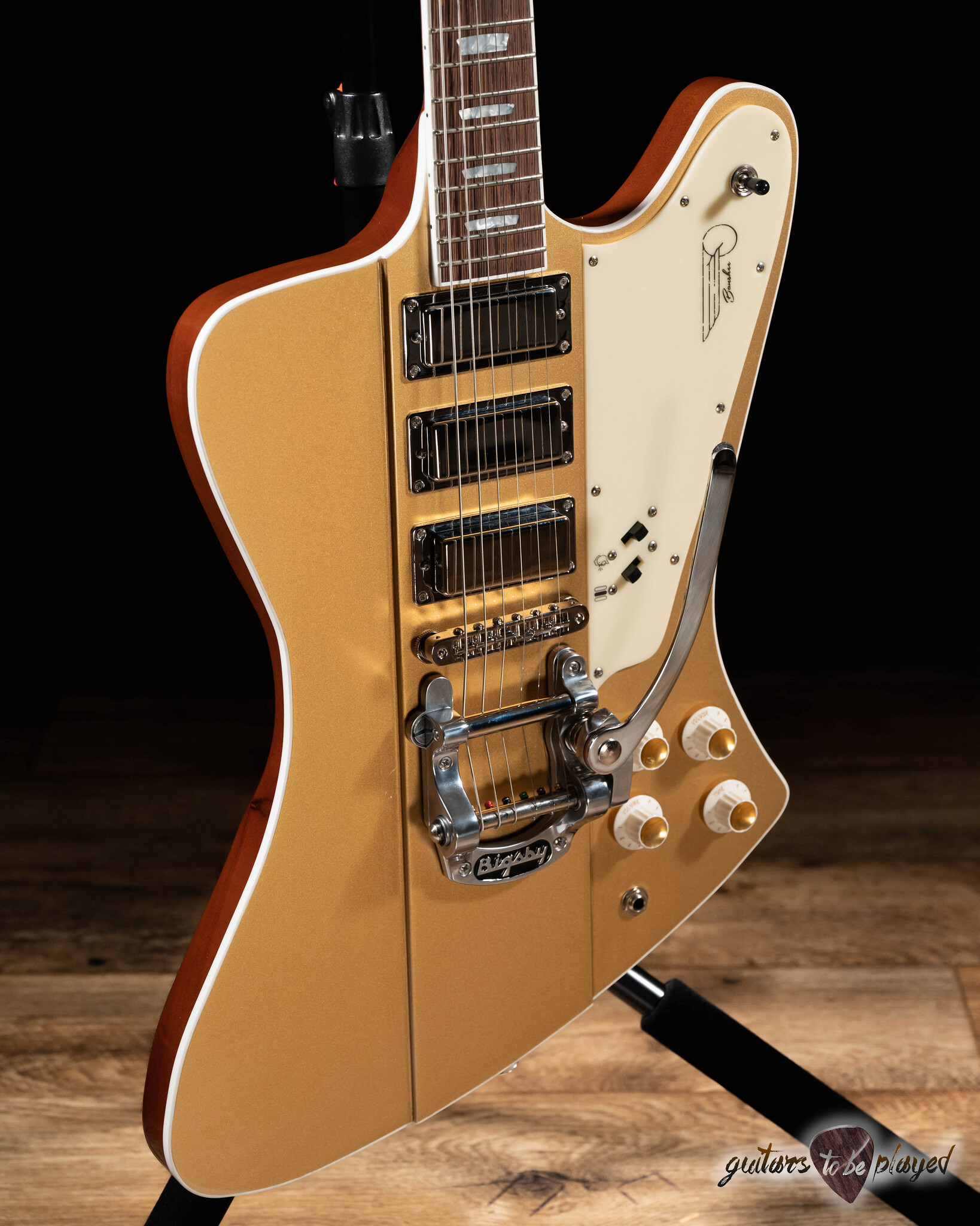 Kauer Banshee Mahogany Guitar w/ 3x Lollar Firebirds & Bigsby–Gold Top ...