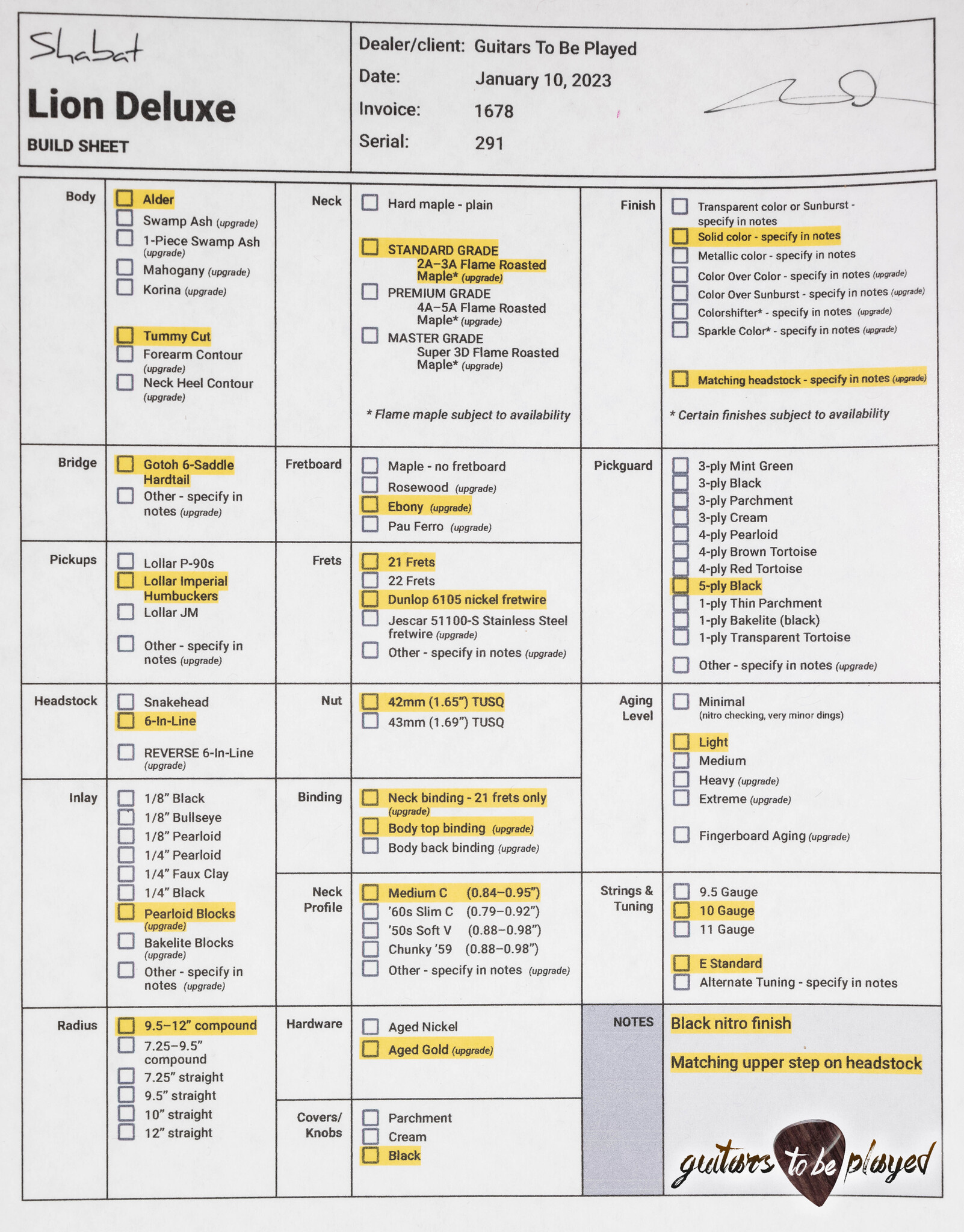 Shabat Lion Deluxe T-Style Guitar w/ Lollar Imperials – Black - Guitars ...