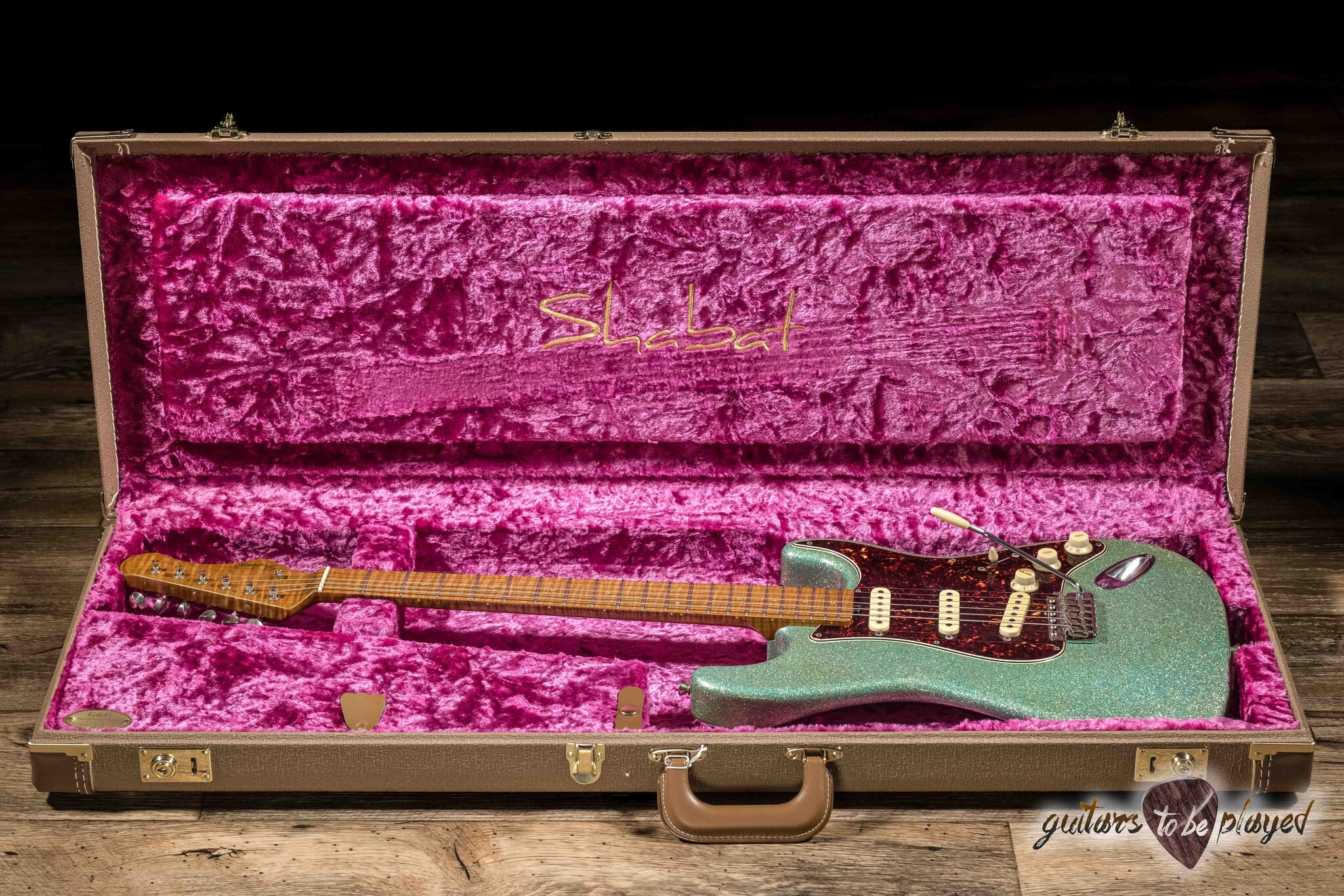 Shabat Lynx Alder S-Style w/ Flame Maple Neck – Seafoam Sparkle ...