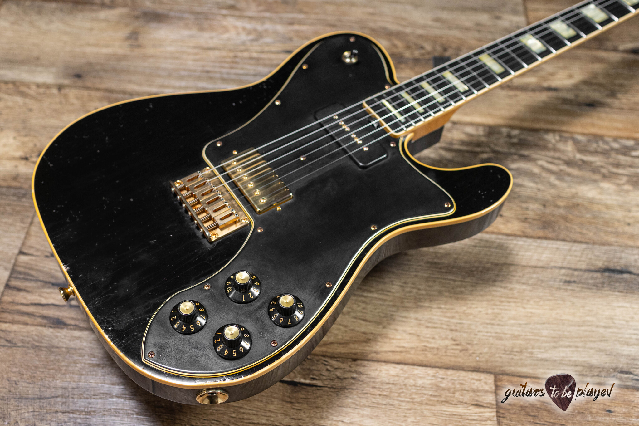 Shabat Lion Deluxe Mahogany Guitar w/ Lollar P-90 & Imperial - Black ...
