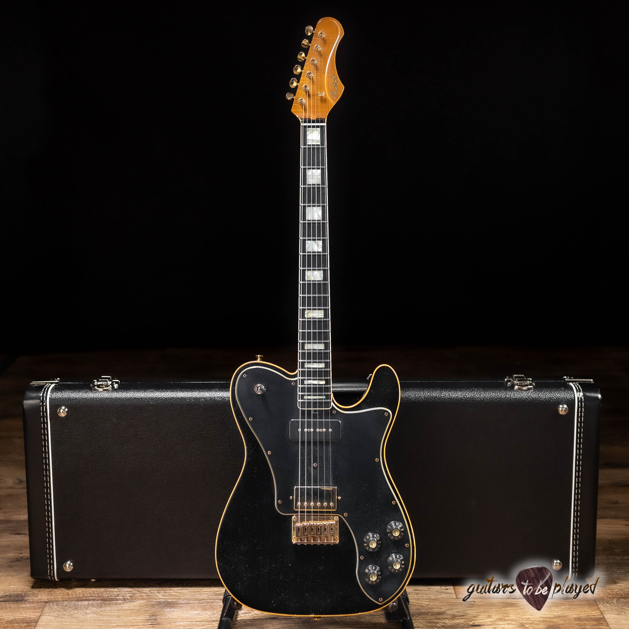 Shabat Lion Deluxe Mahogany Guitar w/ Lollar P-90 & Imperial - Black ...