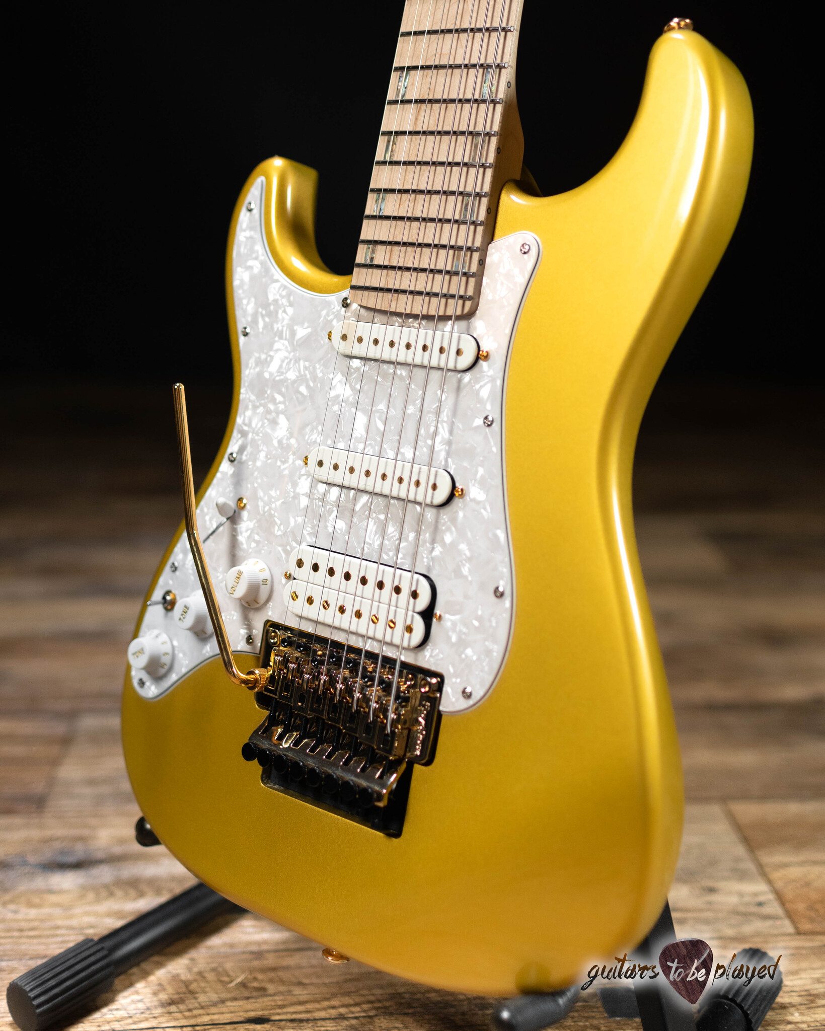 ESP LTD JRV-8 Javier Reyes Left-Handed 8-String Guitar – Metallic Gold ...